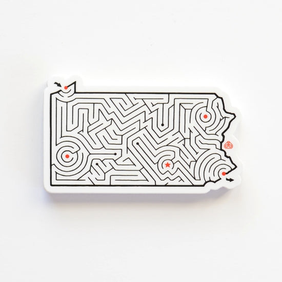 Pennsylvania Maze State Map Die Cut Vinyl Sticker – Wildcard